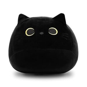 pochita 3d black cat plush stuffed animal toy pillow, fat plushie, kawaii pillows cat shape design lumbar back cushion decoration