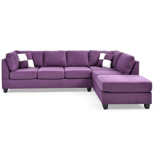 Glory Furniture Malone Microsuede Sectional in Purple