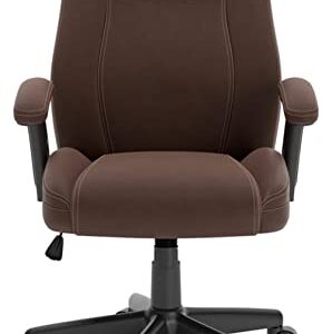 Signature Design by Ashley Corbindale Classic Upholstered Home Office Swivel Desk Chair, Brown & Black