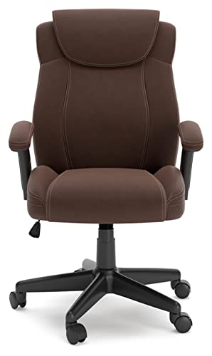 Signature Design by Ashley Corbindale Classic Upholstered Home Office Swivel Desk Chair, Brown & Black