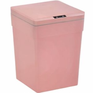 Automatic Trash Can 13 Gallon Trash Can with Lid, Kitchen Garbage Can 50 Liter High-Capacity Waste Bins Touch Free Kitchen Trash Can Plastic Trash Can for Bathroom Bedroom Home Office, Pink