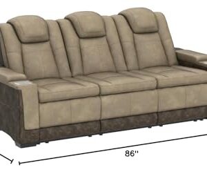 Signature Design by Ashley Next-Gen DuraPella Power Reclining Sofa with Adjustable Headrest, Sand