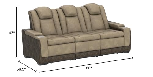 Signature Design by Ashley Next-Gen DuraPella Power Reclining Sofa with Adjustable Headrest, Sand