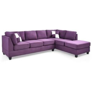 glory furniture malone microsuede sectional in purple