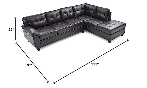 Glory Furniture Gallant Faux Leather Sectional in Cappuccino