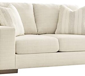 Signature Design by Ashley Maggie Contemporary Upholstered Loveseat with Accent Pillows, Off-White