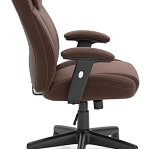 Signature Design by Ashley Corbindale Classic Upholstered Home Office Swivel Desk Chair, Brown & Black