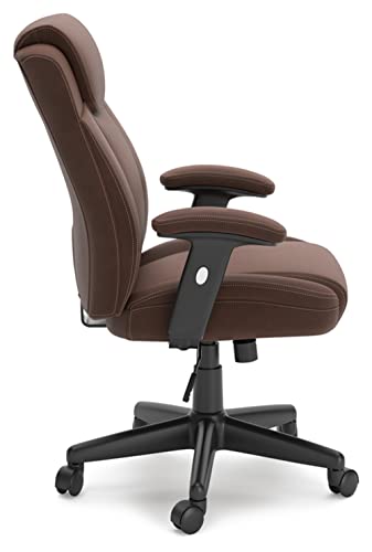 Signature Design by Ashley Corbindale Classic Upholstered Home Office Swivel Desk Chair, Brown & Black