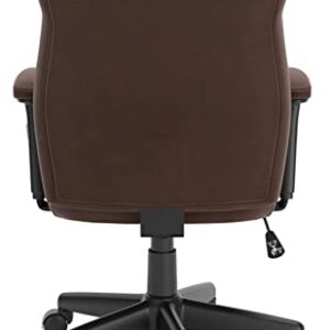 Signature Design by Ashley Corbindale Classic Upholstered Home Office Swivel Desk Chair, Brown & Black