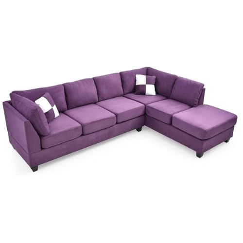 Glory Furniture Malone Microsuede Sectional in Purple