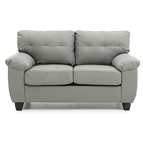 Glory Furniture Gallant Faux Leather Loveseat in Gray