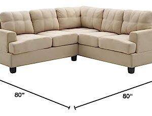 Glory Furniture Sandridge Microsuede Sectional in Vanilla