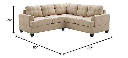 Glory Furniture Sandridge Microsuede Sectional in Vanilla