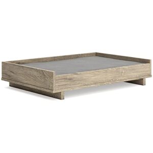 Signature Design by Ashley Oliah Modern Wooden Pet Bed, 36" W x 24" D x 7" H, Natural Beige