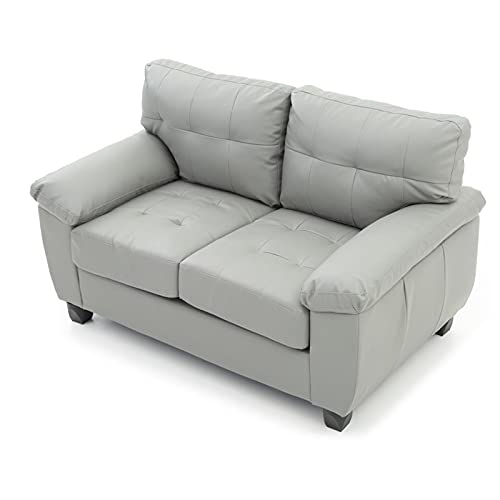 Glory Furniture Gallant Faux Leather Loveseat in Gray