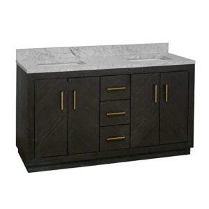 kitchen bath collection peyton 60-inch double bathroom vanity (carrara/dark oak): includes dark oak cabinet with stunning carrara marble countertop and white ceramic sinks