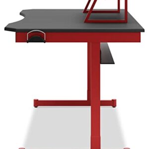 Signature Design by Ashley Lynxtyn Contemporary 63" Home Office Desk with Raised Monitor Stand, Red & Black