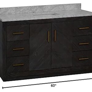 Kitchen Bath Collection Peyton 60-inch Single Bathroom Vanity (Carrara/Dark Oak): Includes Dark Oak Cabinet with Stunning Carrara Marble Countertop and White Ceramic Sink