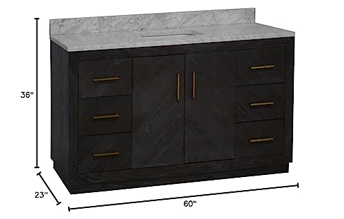 Kitchen Bath Collection Peyton 60-inch Single Bathroom Vanity (Carrara/Dark Oak): Includes Dark Oak Cabinet with Stunning Carrara Marble Countertop and White Ceramic Sink