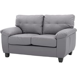 glory furniture gallant faux leather loveseat in gray