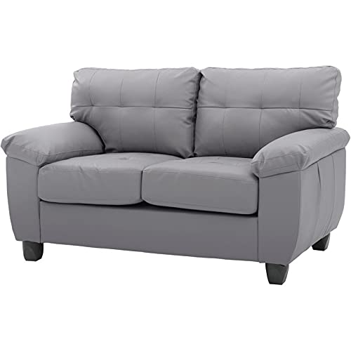 Glory Furniture Gallant Faux Leather Loveseat in Gray