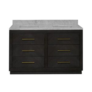 Kitchen Bath Collection Avery 60-inch Double Bathroom Vanity (Carrara/Dark Oak): includes Dark Oak Cabinet with Stunning Carrara Marble Countertop and White Ceramic Sinks