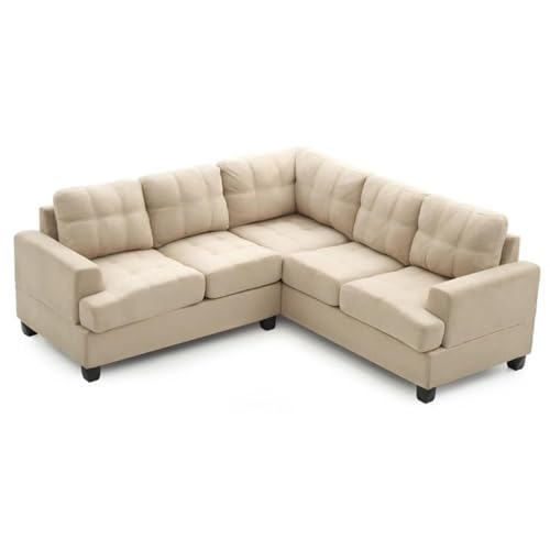 Glory Furniture Sandridge Microsuede Sectional in Vanilla