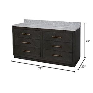 Kitchen Bath Collection Avery 72-inch Double Bathroom Vanity (Carrara/Dark Oak): Includes Dark Oak Cabinet with Stunning Carrara Marble Countertop and White Ceramic Sinks