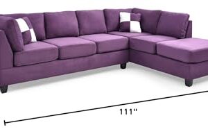 Glory Furniture Malone Microsuede Sectional in Purple