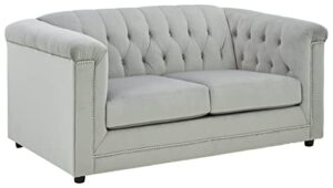 signature design by ashley josanna classic tufted upholstered loveseat, gray