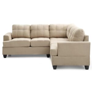 Glory Furniture Sandridge Microsuede Sectional in Vanilla