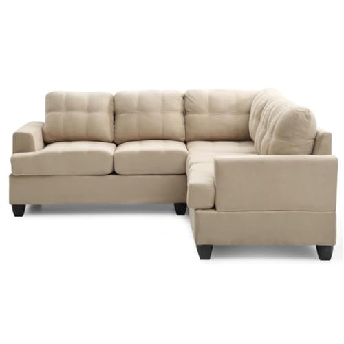 Glory Furniture Sandridge Microsuede Sectional in Vanilla