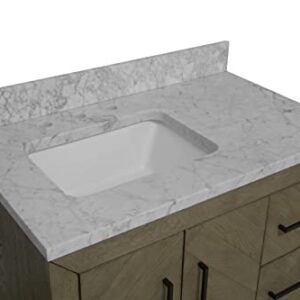 Peyton 36-inch Bathroom Vanity (Carrara/Gray Oak): Includes Gray Oak Cabinet with Stunning Carrara Marble Countertop and White Ceramic Sink