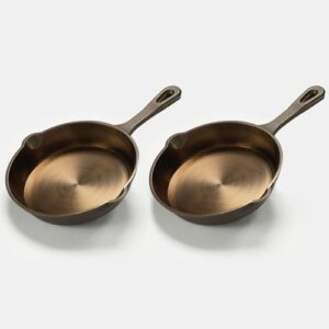 HAWOK Smooth Cast Iron Pre-Seasoned Skillet Dia.6 inch Set of 2