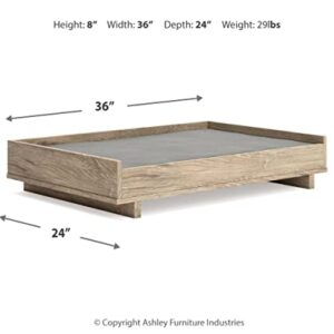 Signature Design by Ashley Oliah Modern Wooden Pet Bed, 36" W x 24" D x 7" H, Natural Beige