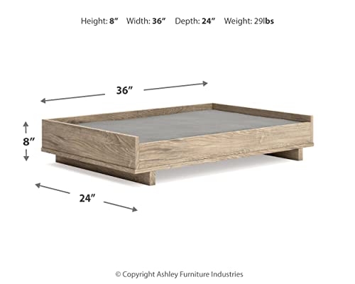 Signature Design by Ashley Oliah Modern Wooden Pet Bed, 36" W x 24" D x 7" H, Natural Beige