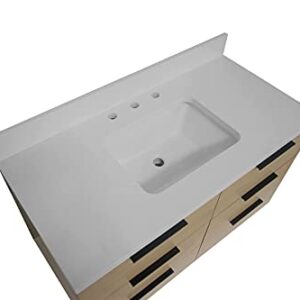 Kitchen Bath Collection Oslo 42-inch Floating Wall-Mounted Bathroom Vanity: Includes Blonde Wood Cabinet with Matte White Countertop and White Ceramic Sink