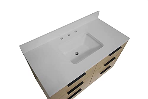 Kitchen Bath Collection Oslo 42-inch Floating Wall-Mounted Bathroom Vanity: Includes Blonde Wood Cabinet with Matte White Countertop and White Ceramic Sink