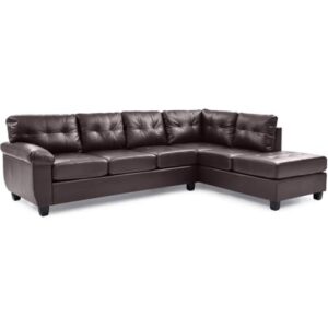 glory furniture gallant faux leather sectional in cappuccino