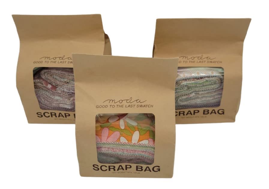 Moda Fabric 3 Scrap Bags, Assorted, 6 Inches