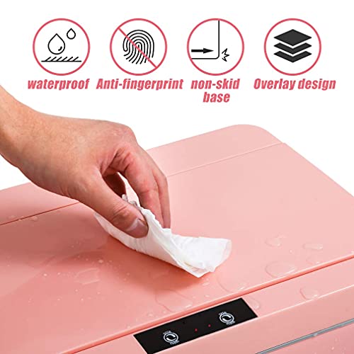 Automatic Trash Can 13 Gallon Trash Can with Lid, Kitchen Garbage Can 50 Liter High-Capacity Waste Bins Touch Free Kitchen Trash Can Plastic Trash Can for Bathroom Bedroom Home Office, Pink