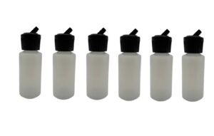 natural farms 1 oz plastic black flip top pour spout bottles - 6 pack - for essential oils, perfumes, lotions