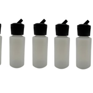 Natural Farms 1 oz Plastic Black Flip Top Pour Spout Bottles - 6 Pack - for Essential Oils, Perfumes, Lotions