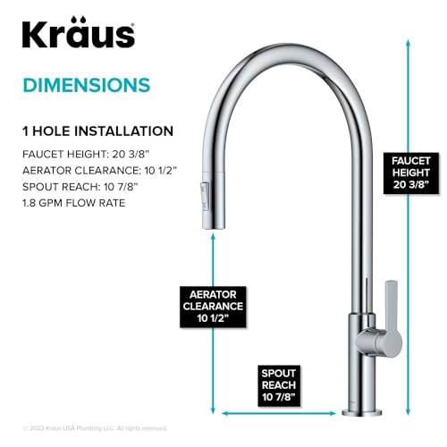 KRAUS Oletto High-Arc Single Handle Pull-Down Kitchen Faucet in Chrome, KPF-2821CH