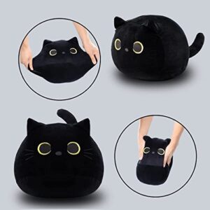 Pochita 3D Black Cat Plush Stuffed Animal Toy Pillow, Fat Plushie, Kawaii Pillows Cat Shape Design Lumbar Back Cushion Decoration