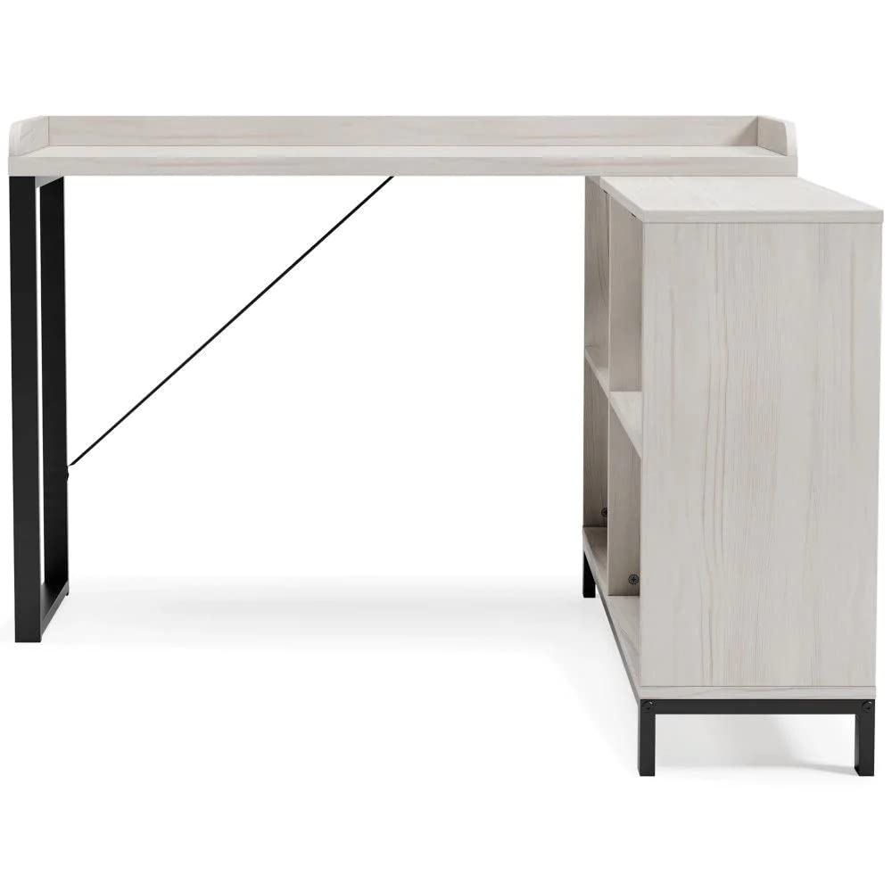 Signature Design by Ashley Bayflynn Modern L-Desk, White & Black