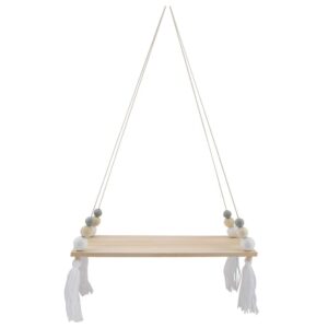 hanging wood floating shelves nordic wall hanging shelf swing wall storage shelf for living room bedroom, [white gray]