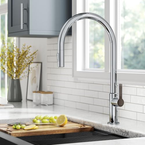 KRAUS Oletto High-Arc Single Handle Pull-Down Kitchen Faucet in Chrome, KPF-2821CH