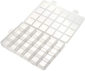 juvielich clear plastic organizer box,24 fixed grids storage container jewelry box for beads art diy crafts jewelry fishing tackles 7.6"x5.2"x0.87"(lxwxh) 2pcs