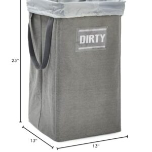 Juvale 5 Piece Large Collapsible Laundry Hamper with 2 Removable Liner Bags and Folding Frame (Grey, 13 x 23 In)